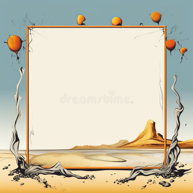 An Illustration of an Empty Frame in the Desert Stock Illustration ...