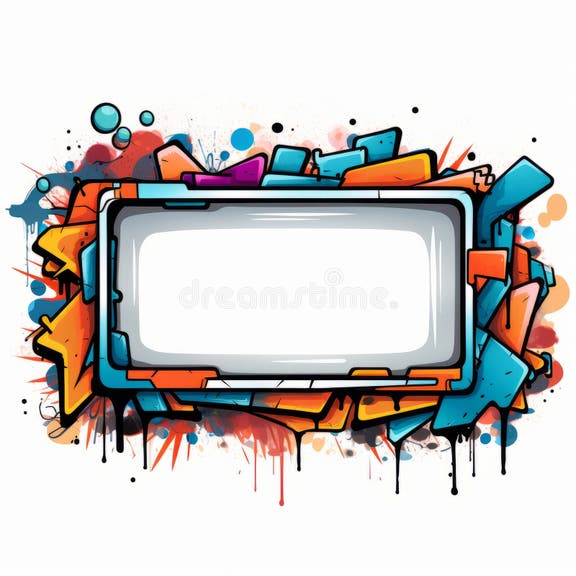 An Illustration of an Empty Frame with Graffiti on it Stock Illustration - Illustration of ...