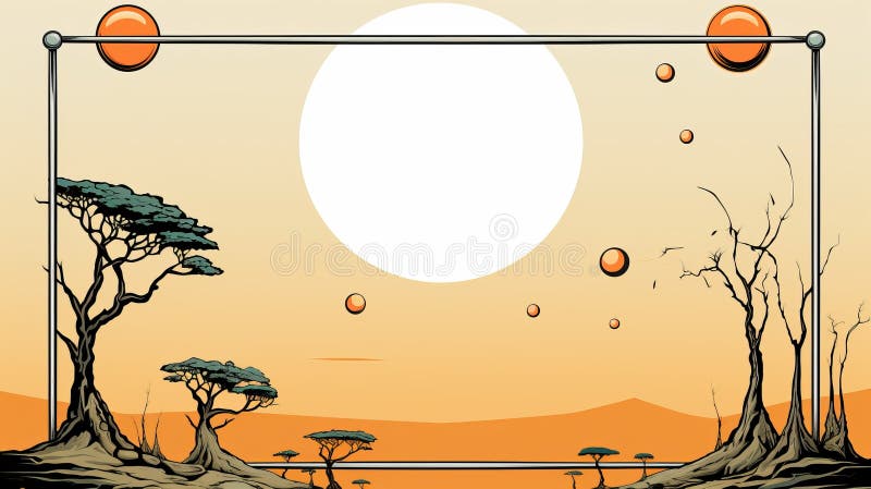An Illustration of an Empty Frame with a Sun in the Background Stock ...