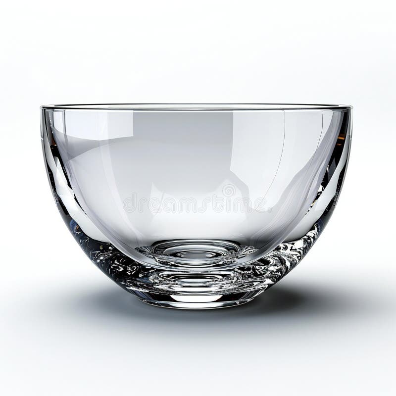 Empty Glass Bowl Isolated on White Background, Render Illustration ...