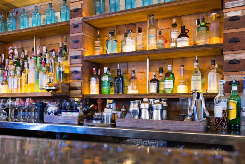 Illustration of Empty Bar with Alcohol in Restaurant. Stock Image ...