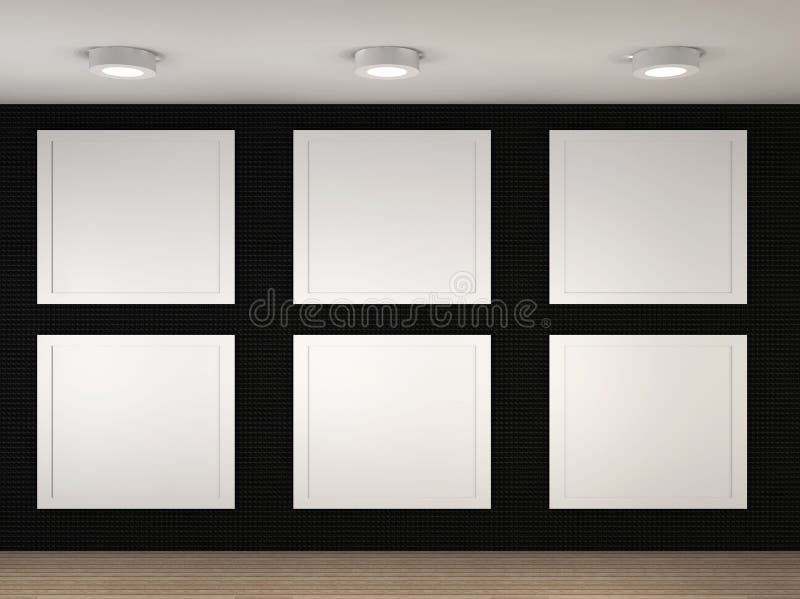 A Illustration of a Empty Museum Room with Frames Stock Illustration ...