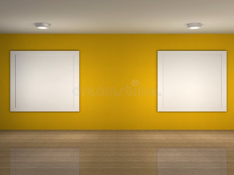 A Illustration of a Empty Museum Room with Frames Stock Illustration ...
