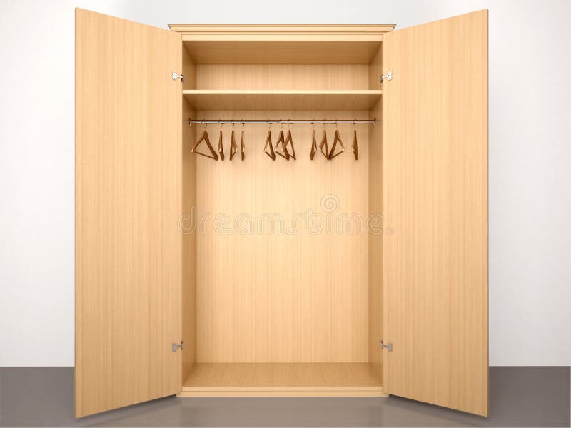 Illustration of Empty Open Wooden Wardrobe Stock Illustration ...