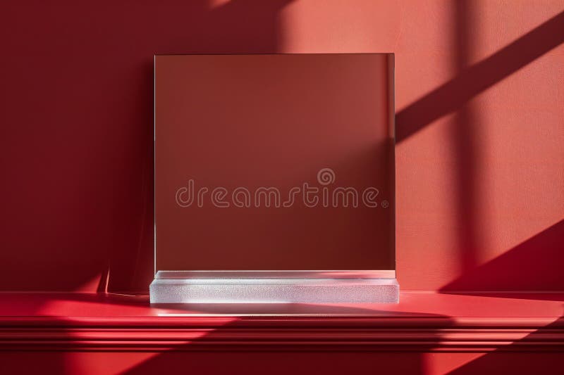 Empty Picture Frame on Red Wall Background, Render Illustration Stock ...