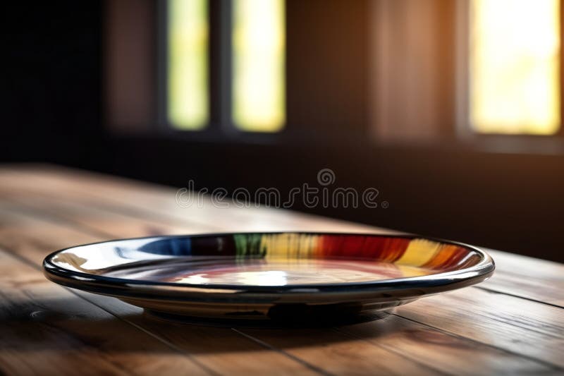 Empty Plate on a Wooden Table, Arts & Architecture, Indoor Stock ...