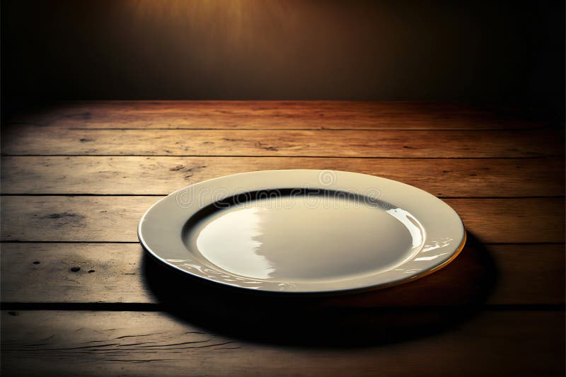 Empty Plate on a Wooden Table, Arts & Architecture, Indoor Stock ...