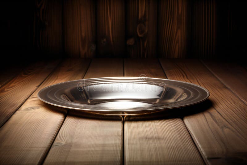 Empty Plate on a Wooden Table, Arts & Architecture, Indoor Stock ...