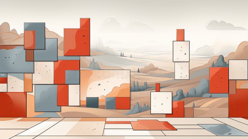 An Illustration of an Empty Room with Blocks on the Floor Stock ...