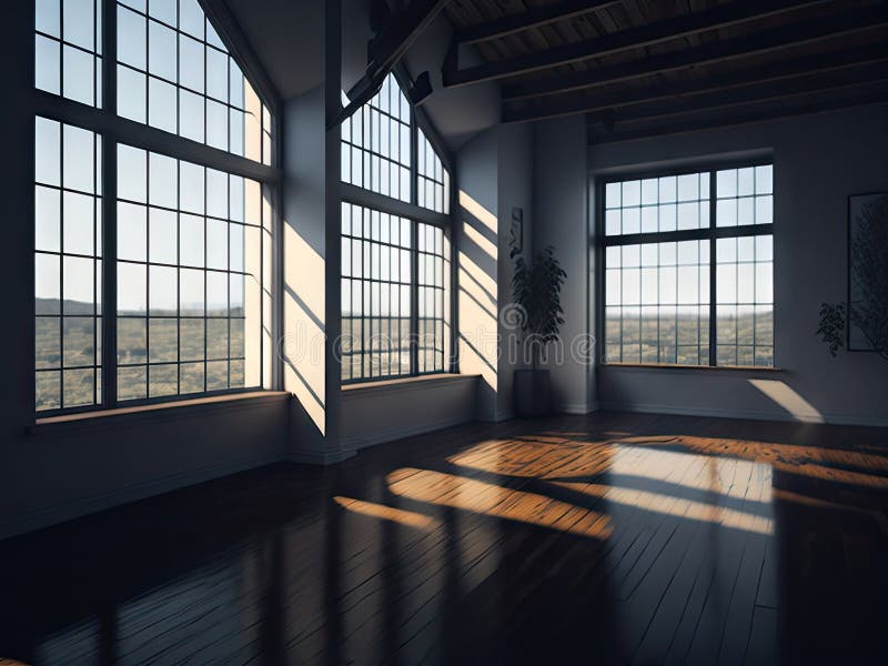 Illustration of an Empty Room with Natural Light. Ai Generative Stock ...