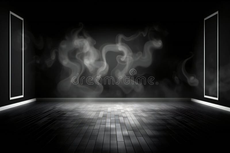 Empty Room with Smoke on the Walls and Floor Stock Illustration ...