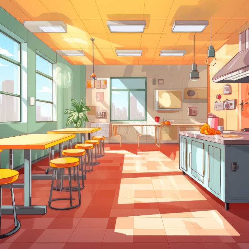 Illustration of an Empty School or University Kitchen with Large ...