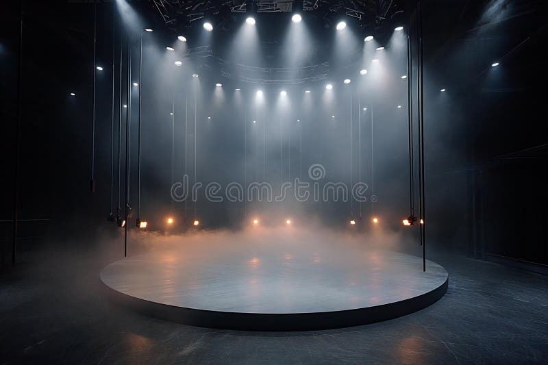 Empty Stage with Spotlights, Smoke and Spotlights, Rendering Stock ...