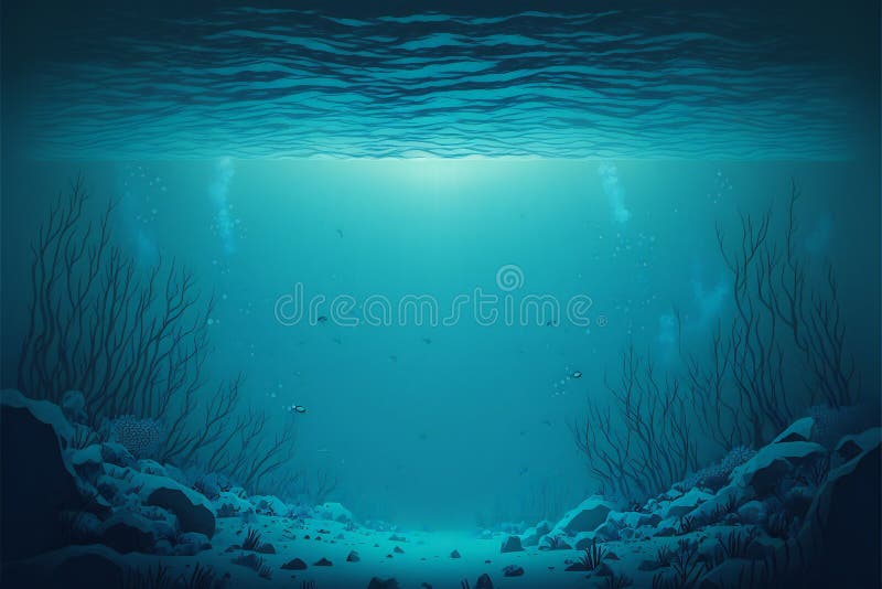 Underwater Background with Corals and Fishes Stock Illustration ...