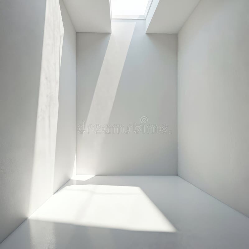 Illustration of Empty White Room, Lit by Sun Rays through Window ...