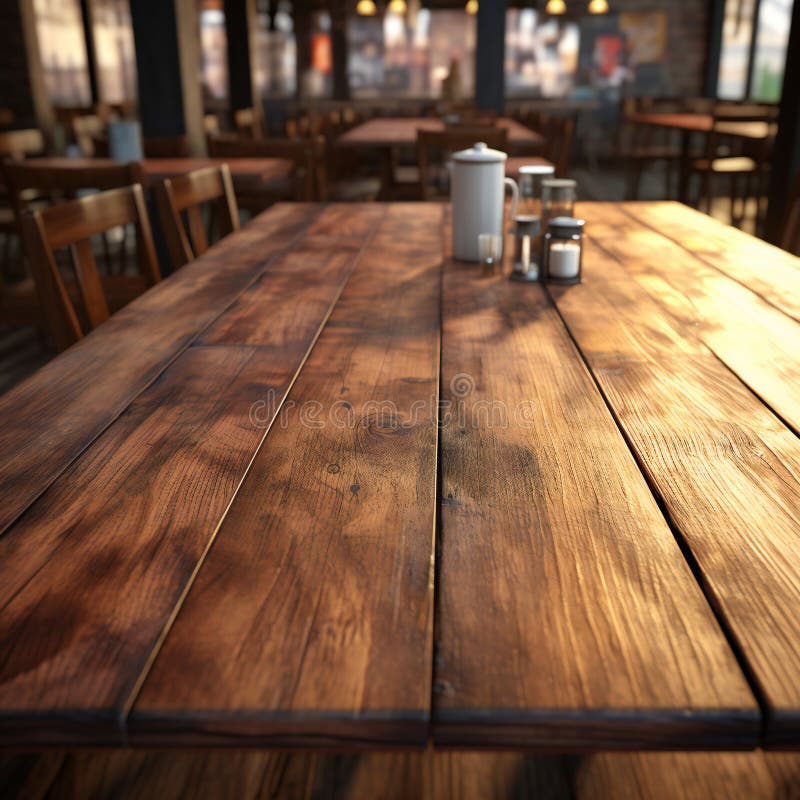 Empty Wooden Table in a Pub or Restaurant Stock Illustration ...