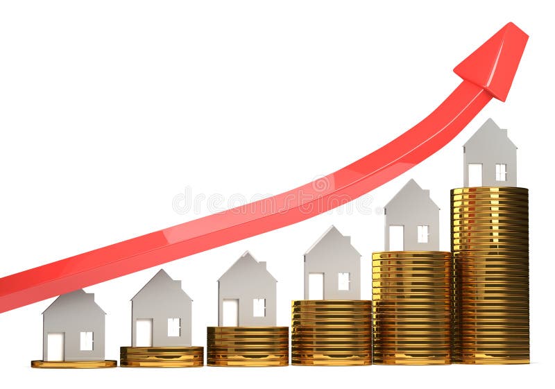 Illustration En Hausse Des Prix De Logements 3d Illustration Stock