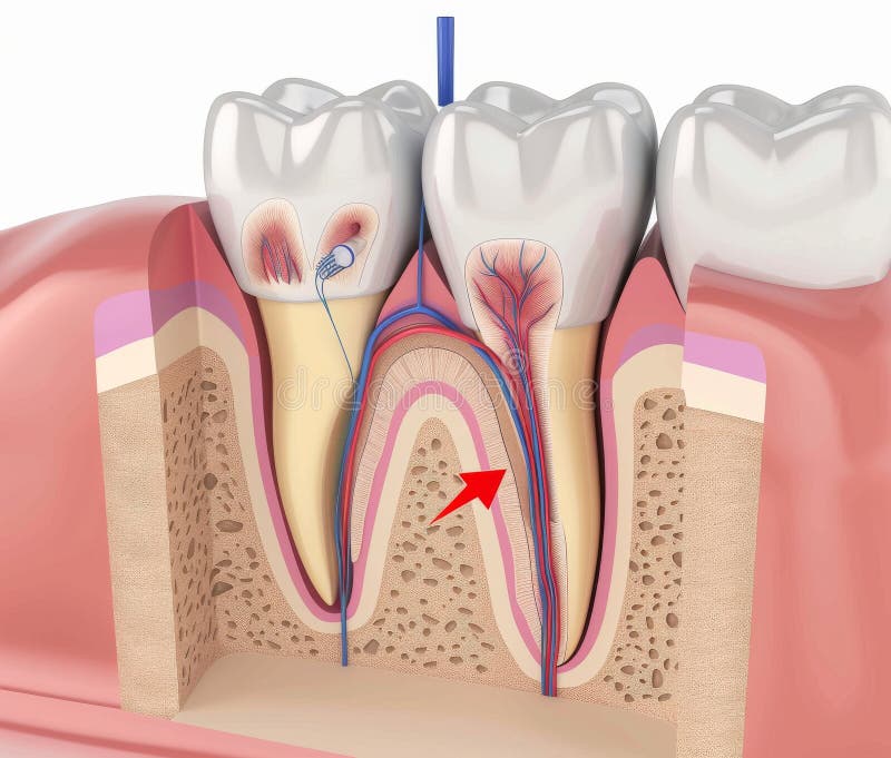 An Illustration of the Endodontic Root Canal Treatment Process in 3D ...