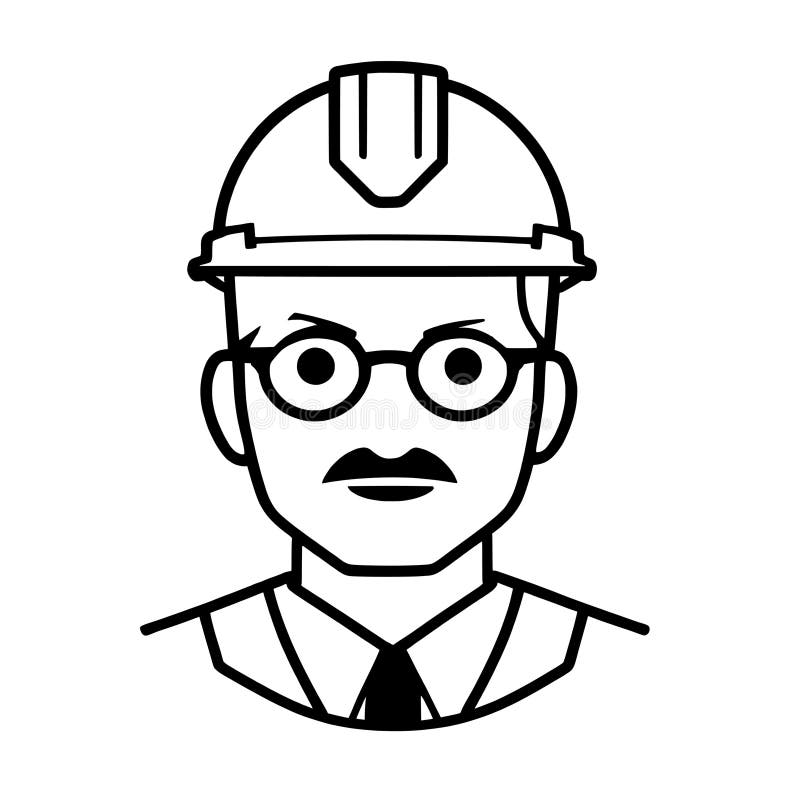 Engineer Icon in Simple Line Art Style Stock Illustration ...