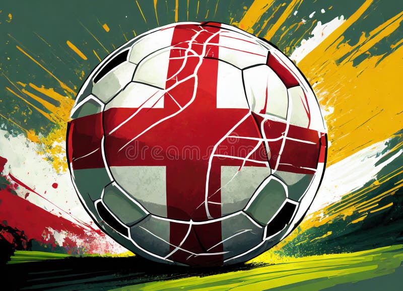 Illustration of a England Flag with the Soccer Ball Stock Image - Image ...