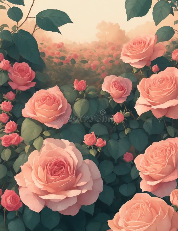 Illustration of English Roses at Sunset Stock Illustration ...