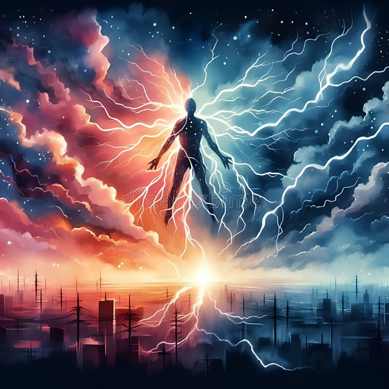 Illustration an Entity with the Power of Thunder Stock Illustration ...