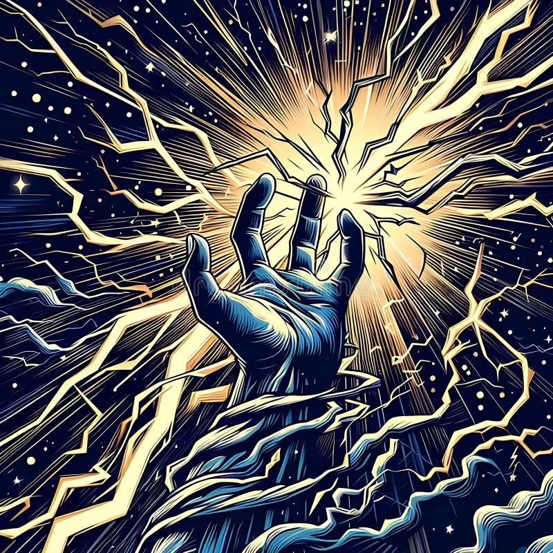 Illustration an Entity with the Power of Thunder Stock Illustration - Illustration of astronomy ...