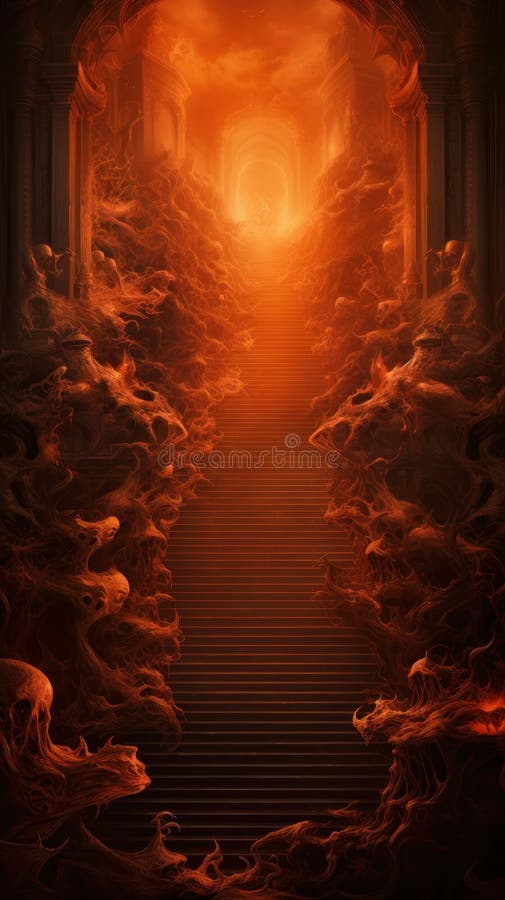 Illustration of an Entrance To Hell Stock Image - Image of frightening ...