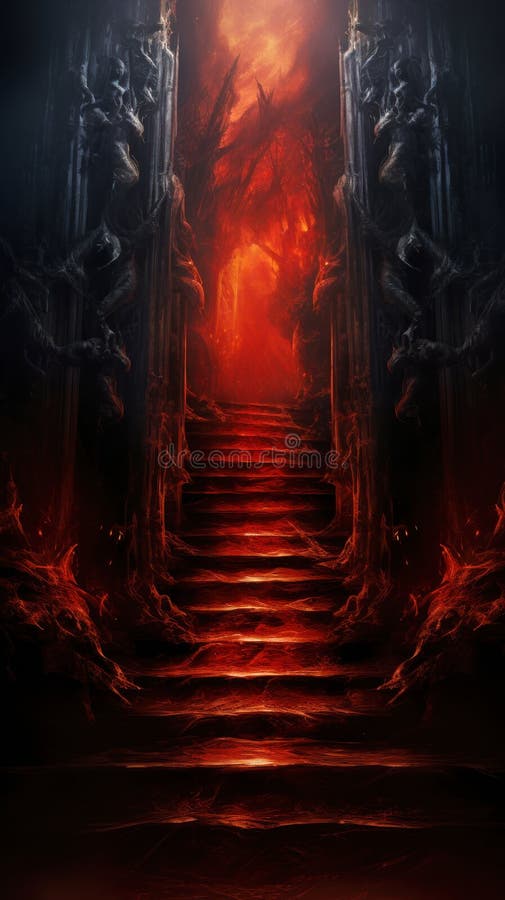 Illustration of an Entrance To Hell Stock Photo - Image of infernal ...