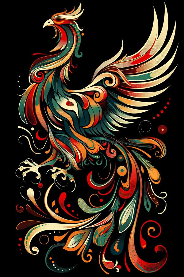 Illustration of Epic Phoenix in Abstract Style Stock Illustration ...