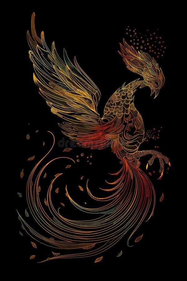 Illustration of Epic Phoenix in Abstract Style Stock Illustration ...