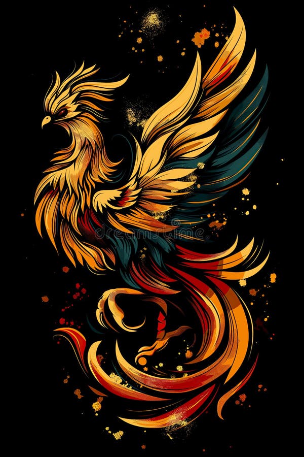 Illustration of Epic Phoenix in Abstract Style Stock Illustration ...