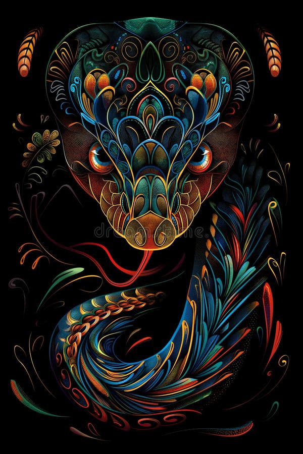 Illustration of Epic Rattle Snake in Abstract Style Stock Illustration ...