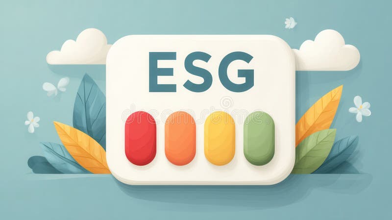 Illustration of an ESG Score Dashboard with Colorful Visual Indicators ...
