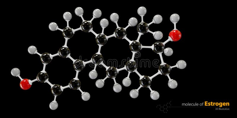 Illustration of Estrogen Molecule Isolated Black Background Stock ...