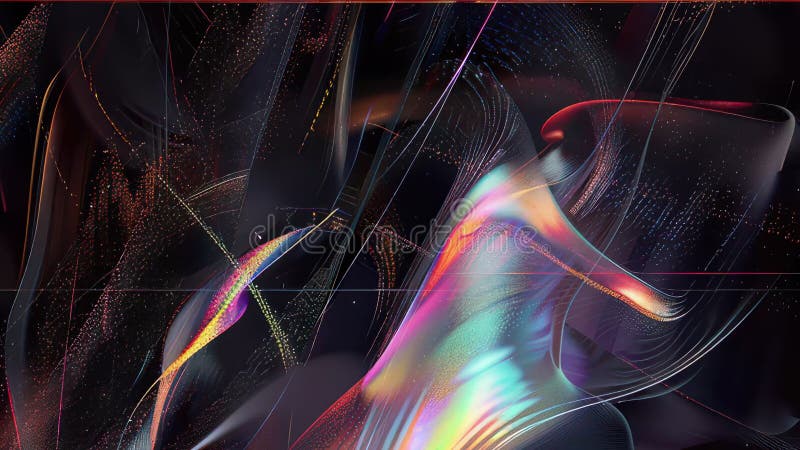 Illustration of Ethereal Light Trails and Sparkles Flowing through Dark ...