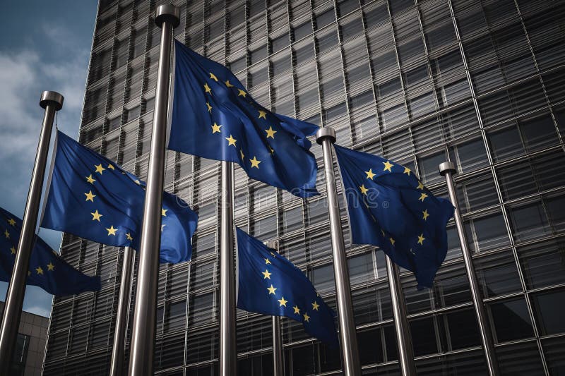 Illustration, Eu Commission Flags in Brussels, Generative Ai Stock ...