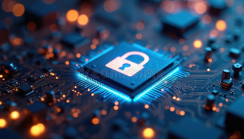 Illustration EU Cybersecurity Directive. Lock Symbol Glows on Computer ...