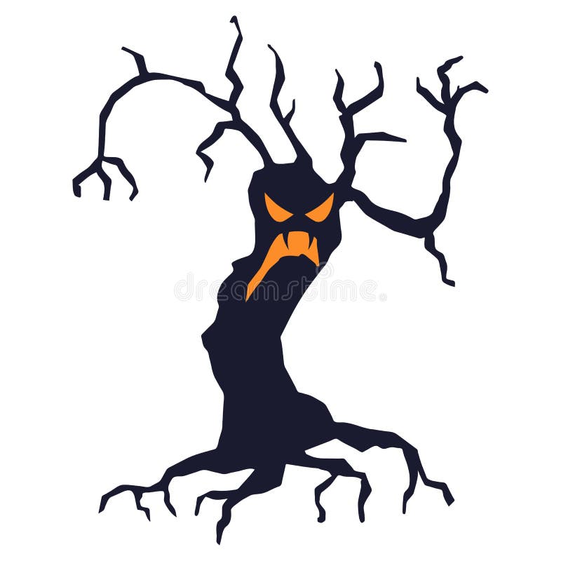 Evil tree for Halloween stock illustration. Illustration of filling ...