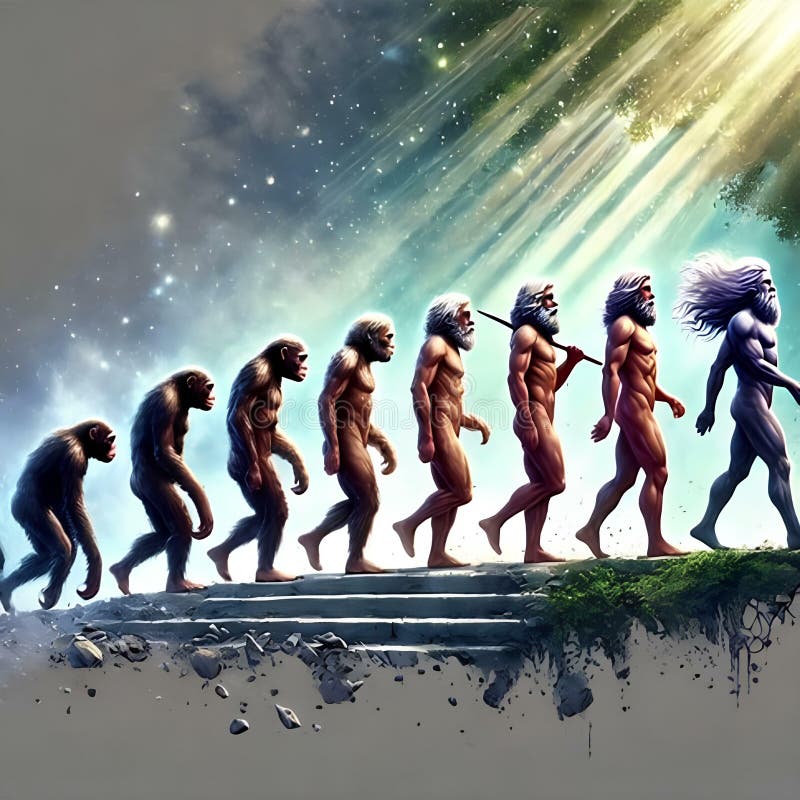 Illustration of the Evolution of Humanity Stock Illustration - Illustration of evolution, life ...