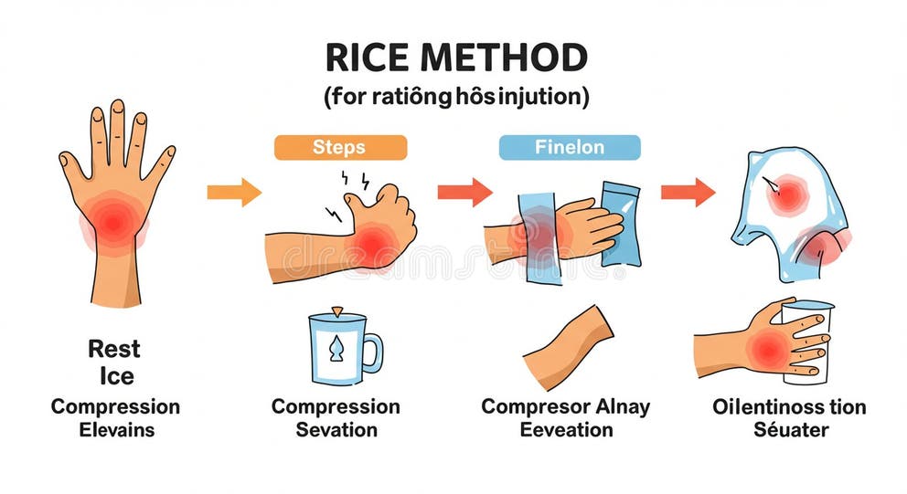 Illustration Explaining an Injury Treatment Process with Incorrect Text ...