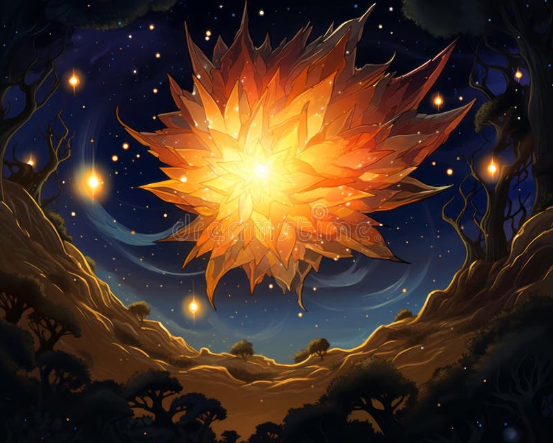 An Illustration of an Exploding Star in the Night Sky Stock ...