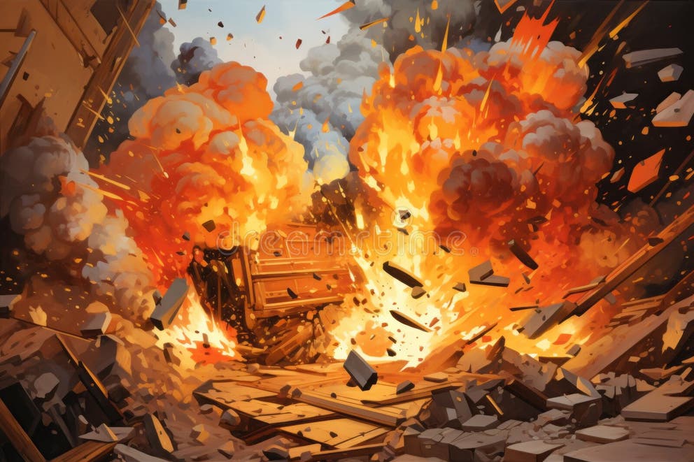An Illustration of an Explosion in a Building Stock Illustration ...