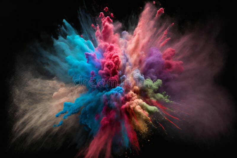 Explosion of Coloured Powder on Black, Abstract, Colors Stock ...