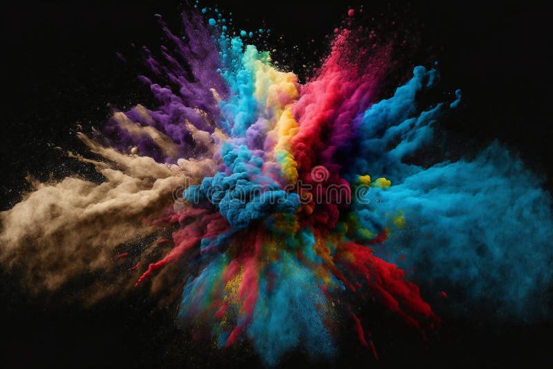 Explosion of Coloured Powder on Black, Abstract, Colors Stock ...