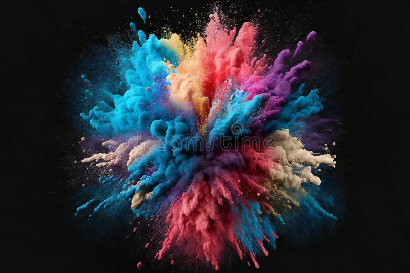 Explosion of Coloured Powder on Black Background, Abstract, Colors ...