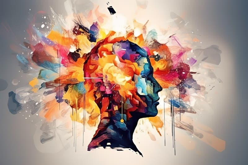 Illustration of Explosion of Colours in Human Head. Generative AI Stock ...