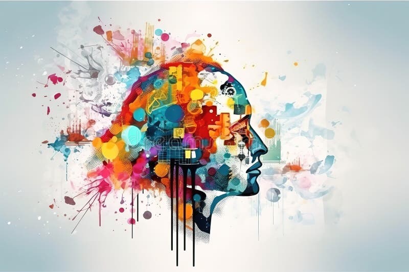 Illustration of Explosion of Colours in Human Head. Generative AI Stock ...