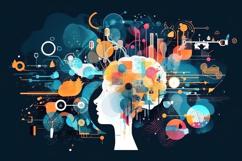 Illustration of Explosion of Colours in Human Head. Generative AI Stock ...