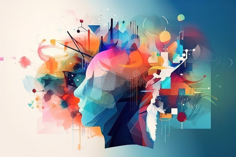 Illustration of Explosion of Colours in Human Head. Generative AI Stock ...